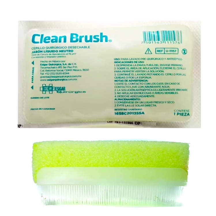 Cepillo Quirúrgico con Jabón Liquido Neutro, cloruro de benzalconio al 1% ph7 , desechable ...